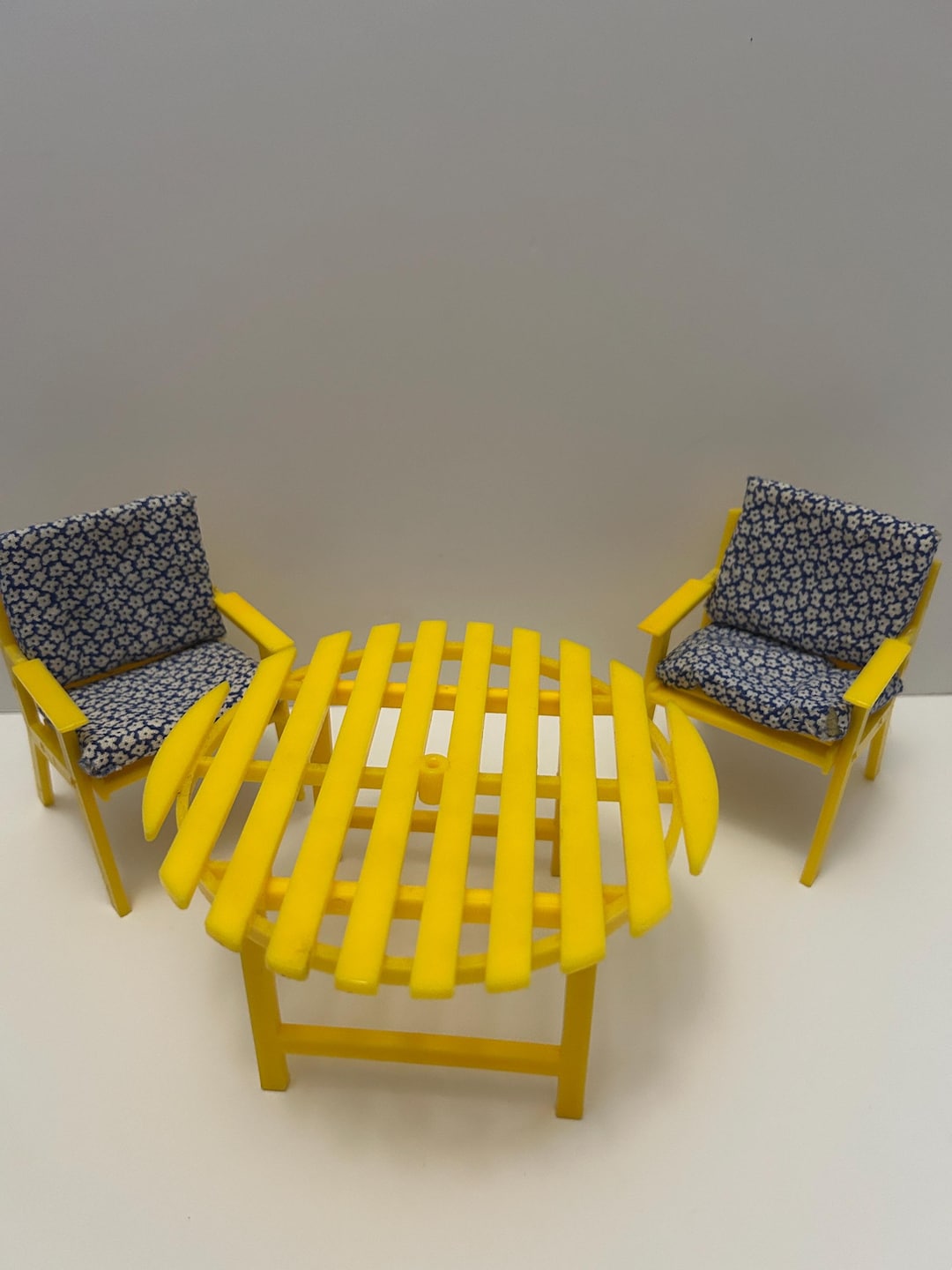 Vintage Sindy Patio Set for Sindy Dolls Yellow With Blue Floral ...