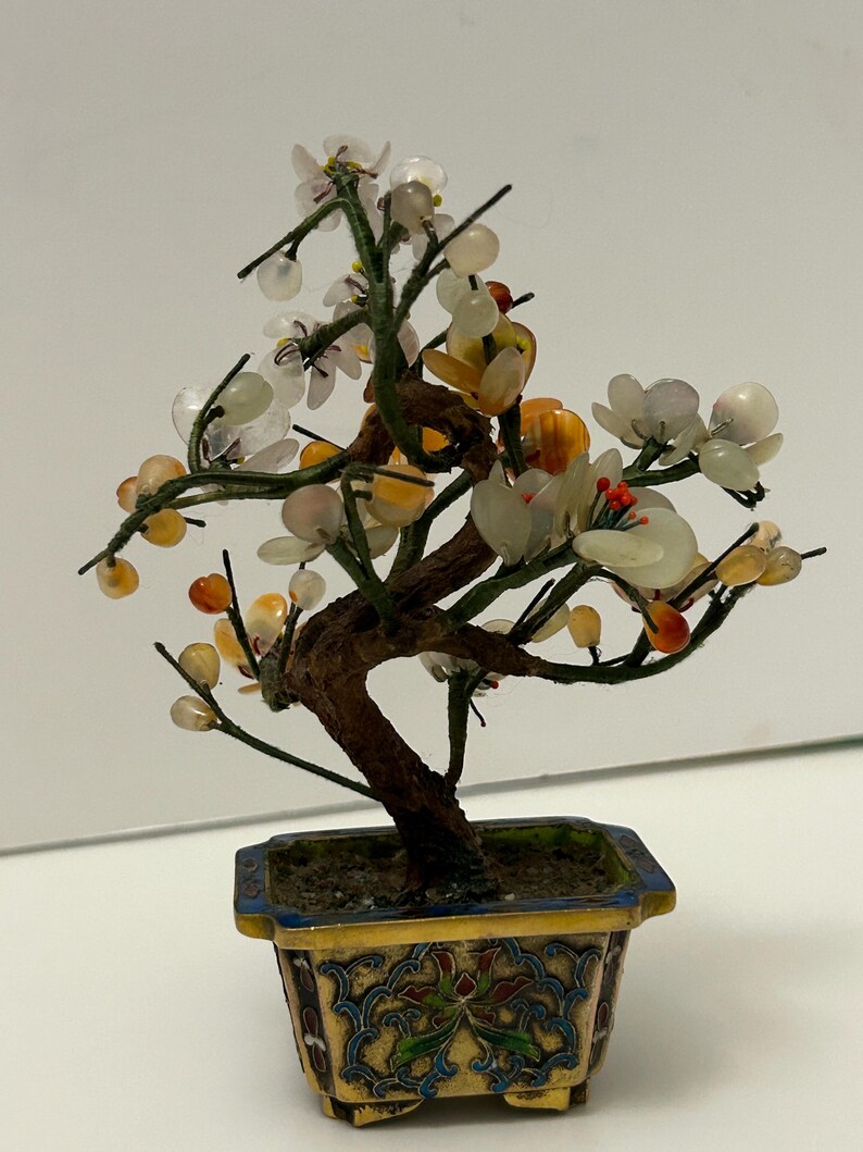 Vintage Mid Century Cloisonné Jewel Bonsai Cherry Blossom Tree ...
