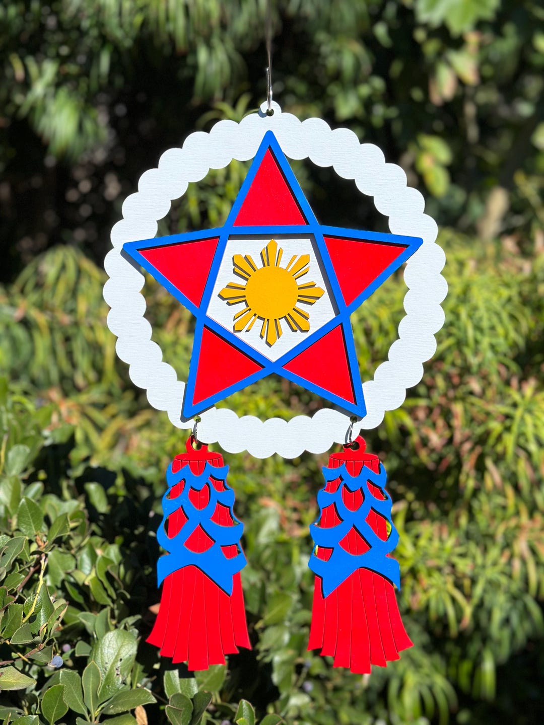 XL Wood Parol - White, Red, Blue - Etsy