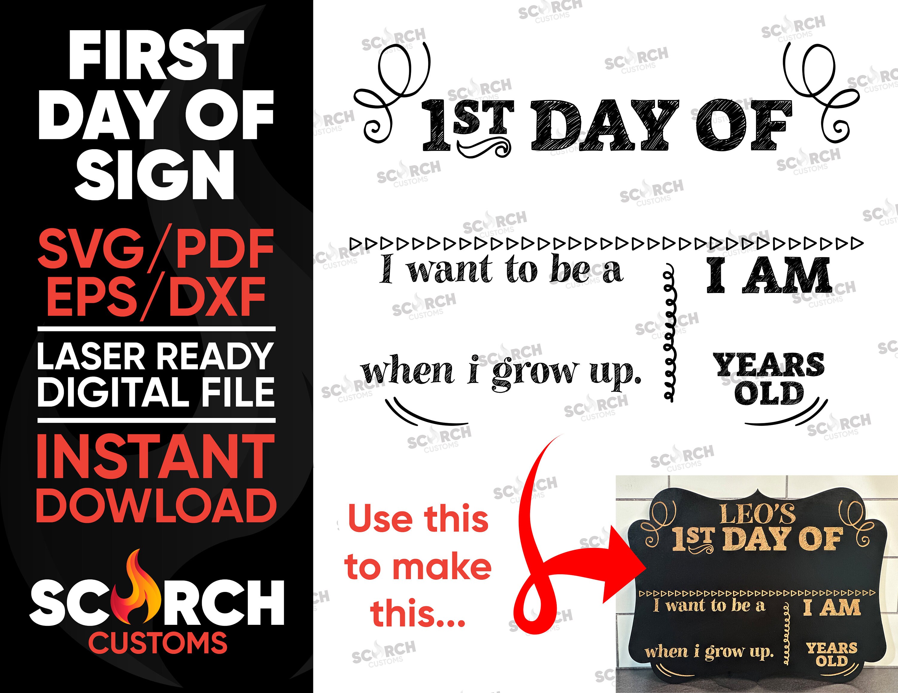 First Day of Sign Template - SVG - Etsy