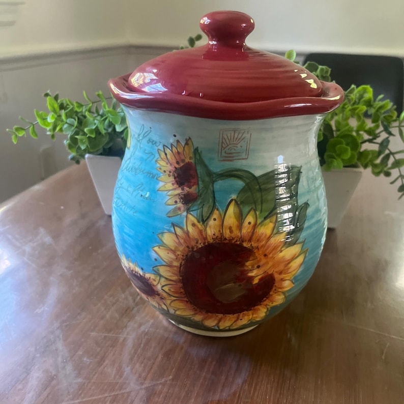 Susan Winget Certified International Sunflower Meadows Large Canister ...