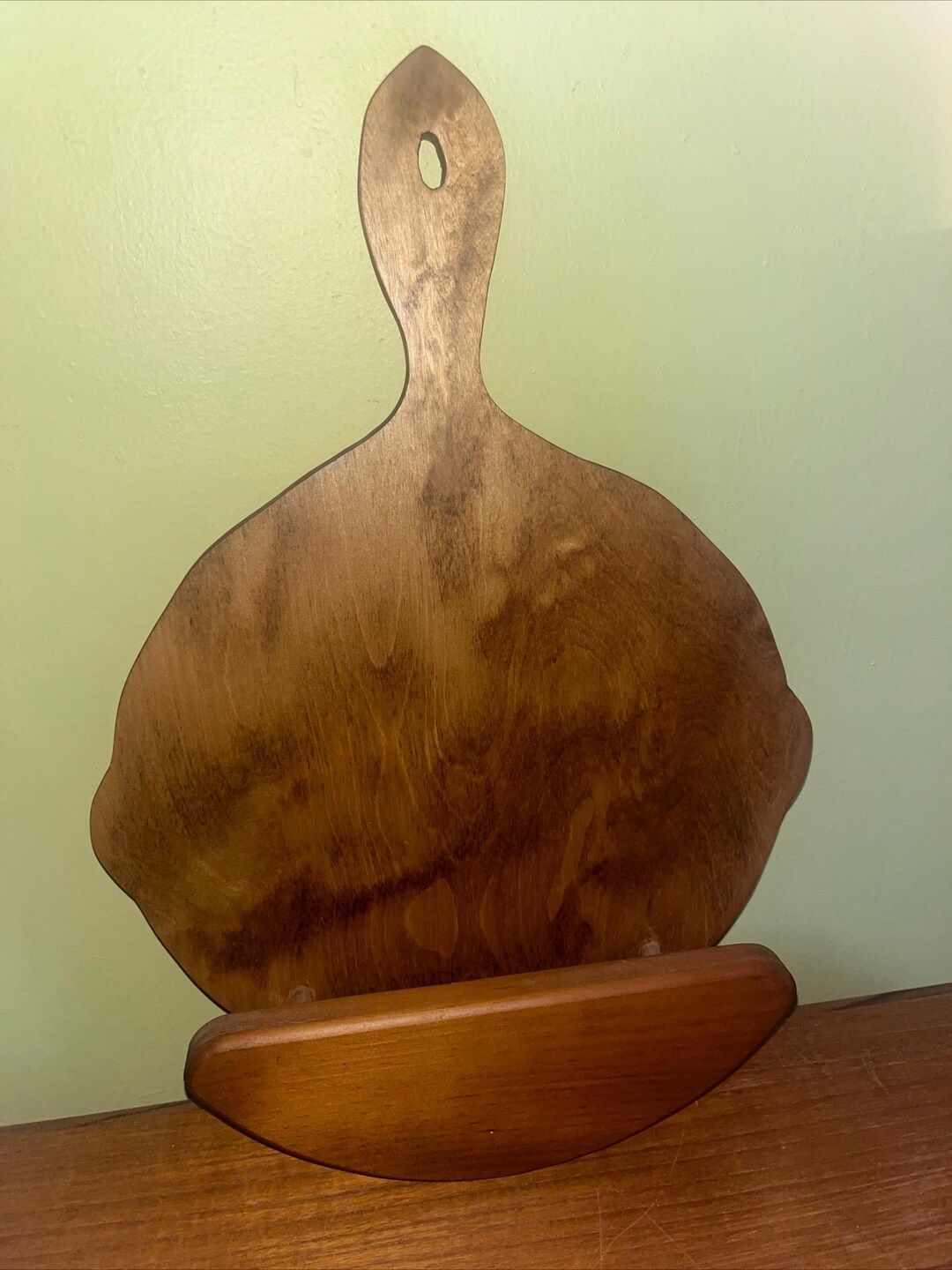 Vintage Wall Mounted Brown Wood Plate Display Rack, Plate Holder ...