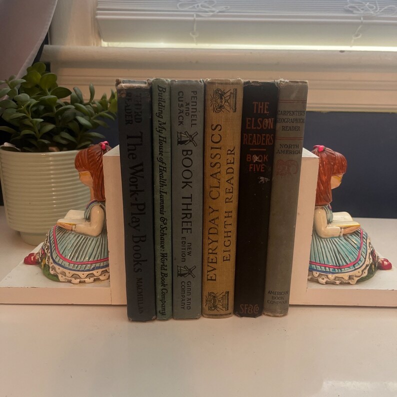 Vintage Earl Bernard Bookends Girl Reading Book MCM Made in Japan. Free ...