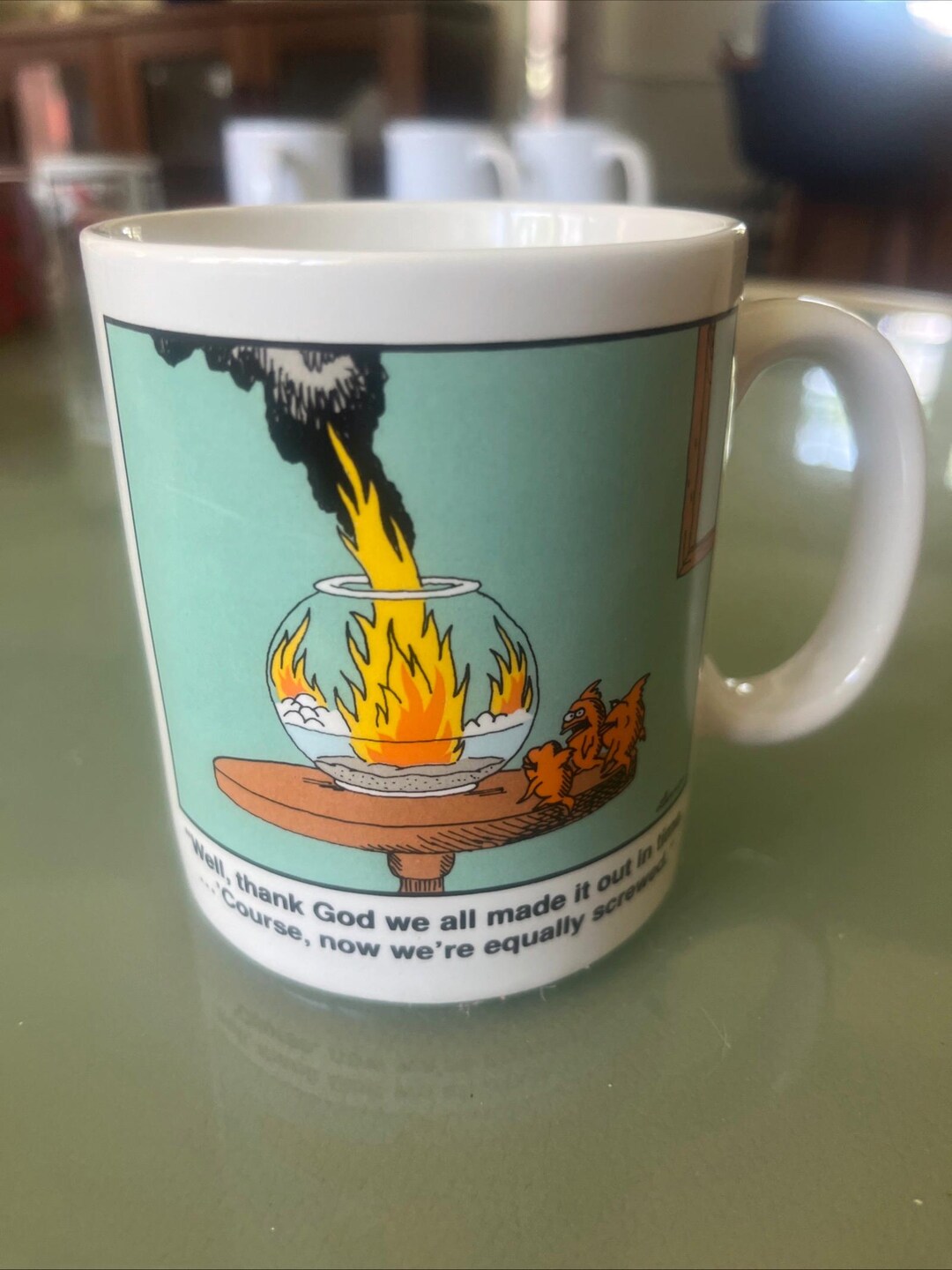 Vintage 1988 the Far Side Mug Gary Larson Fishbowl Fire. Free Shipping ...