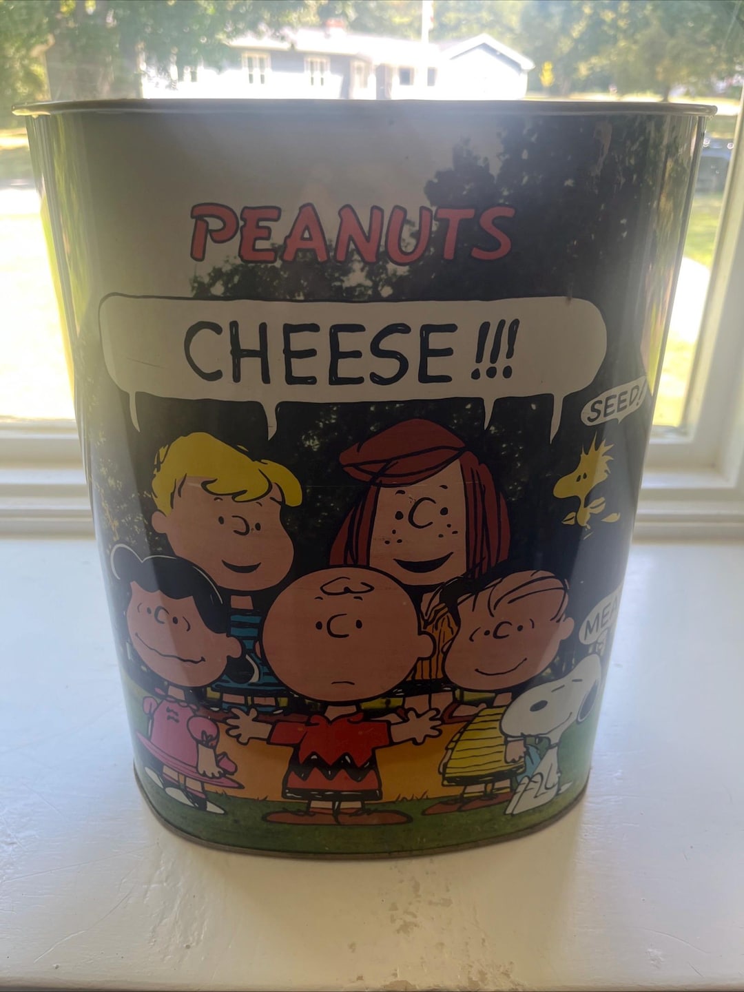 Snoopy Charlie Brown Peanuts Gang ‘cheese’ Metal Waste Trash Can ...