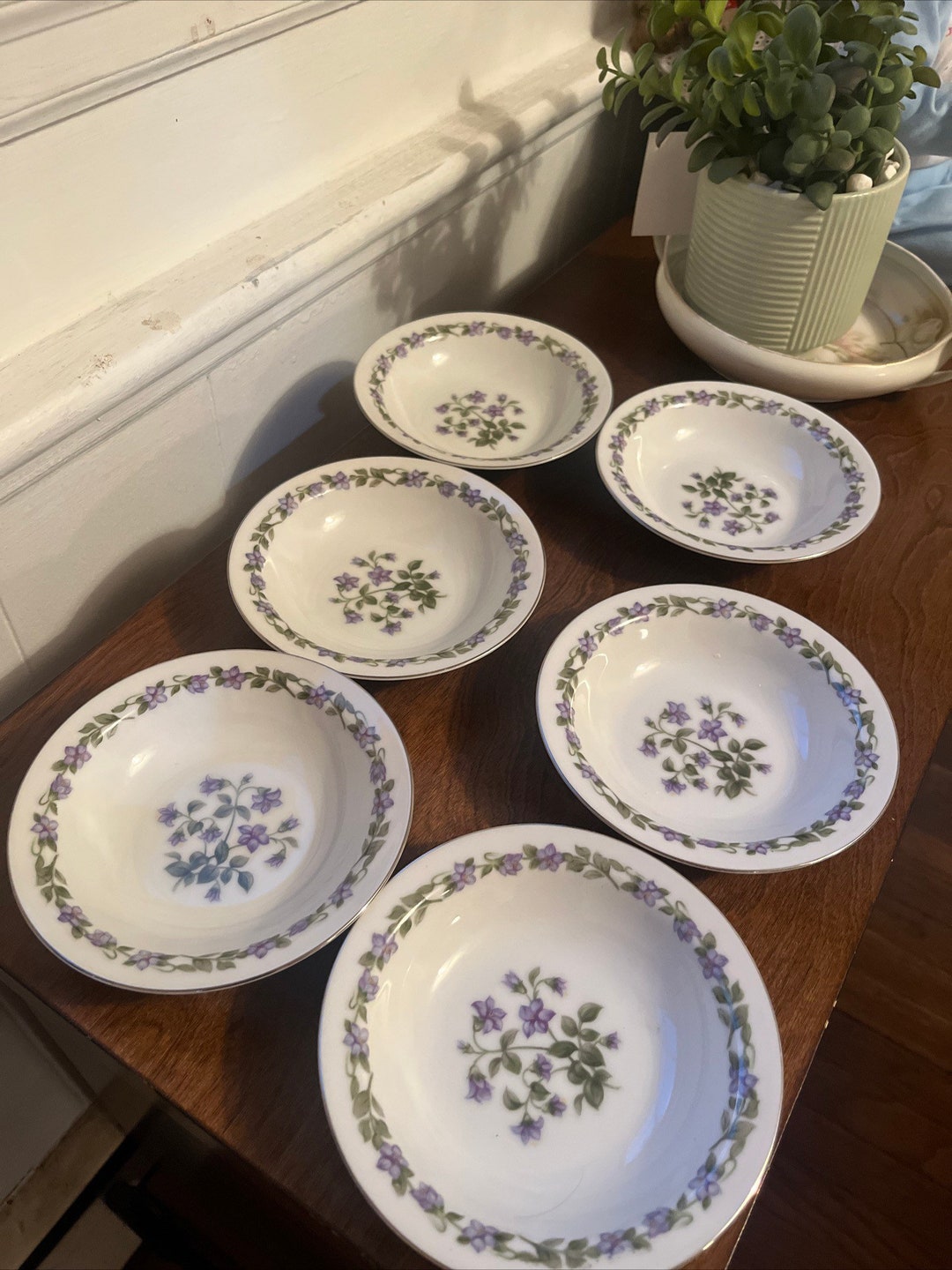 Vintage Jyoto Fine China Japan 6 Berry Bowls Glendale Pattern Violet 5. ...
