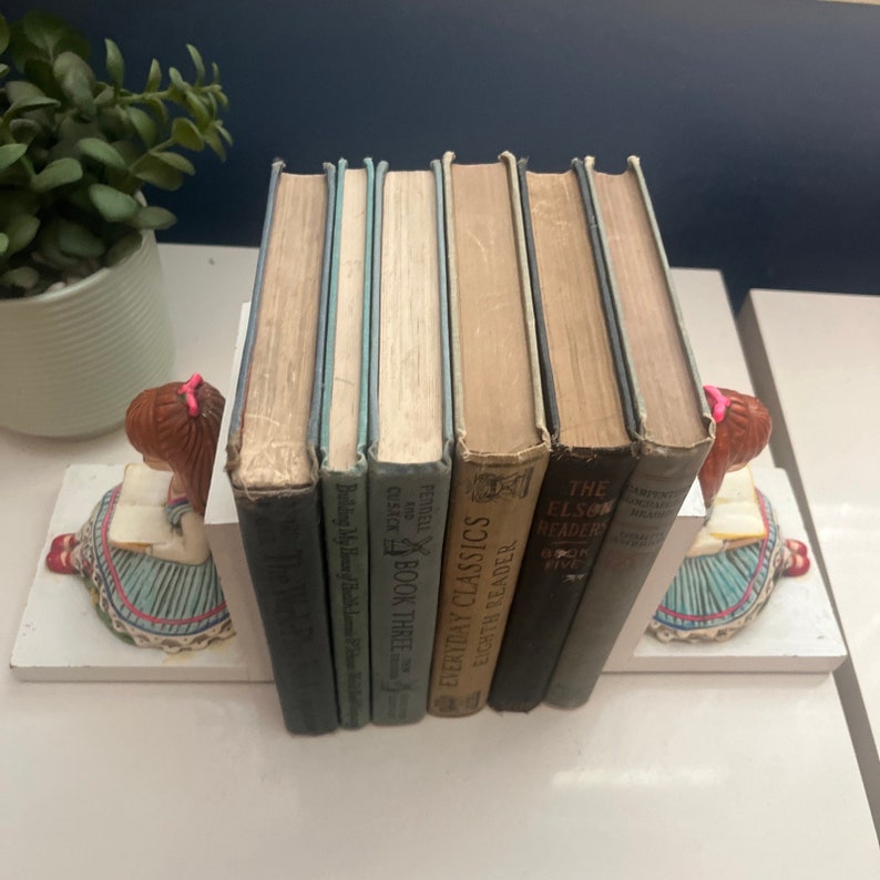 Vintage Earl Bernard Bookends Girl Reading Book MCM Made in Japan. Free ...
