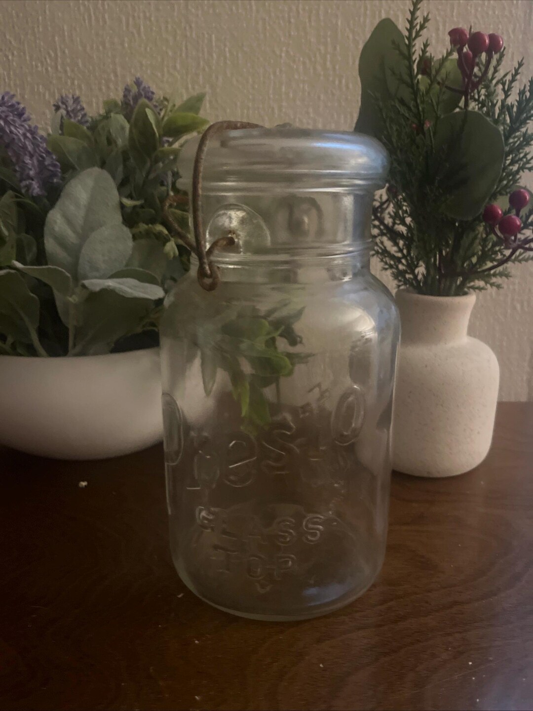 Vintage Presto Quart Mason Jar Clear Glass With Wire Bale. Free ...