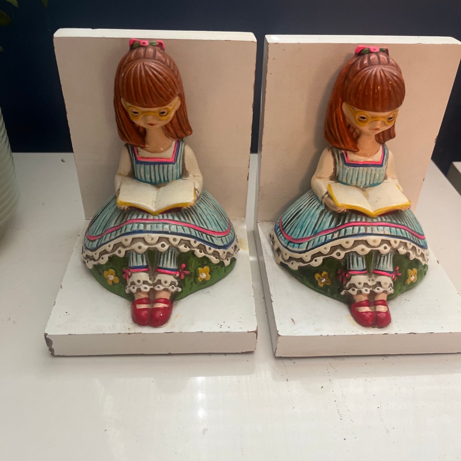 Vintage Earl Bernard Bookends Girl Reading Book MCM Made in Japan. Free ...
