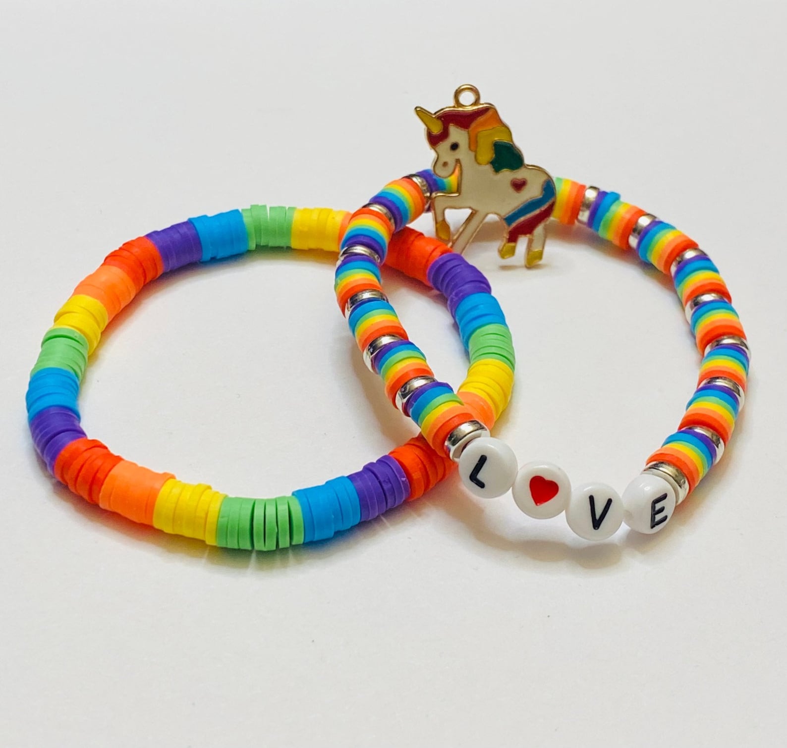 Pride Rainbow Disc Bead Bracelet Set, Heishi Bracelets, LGBTQ, Stackable - Etsy