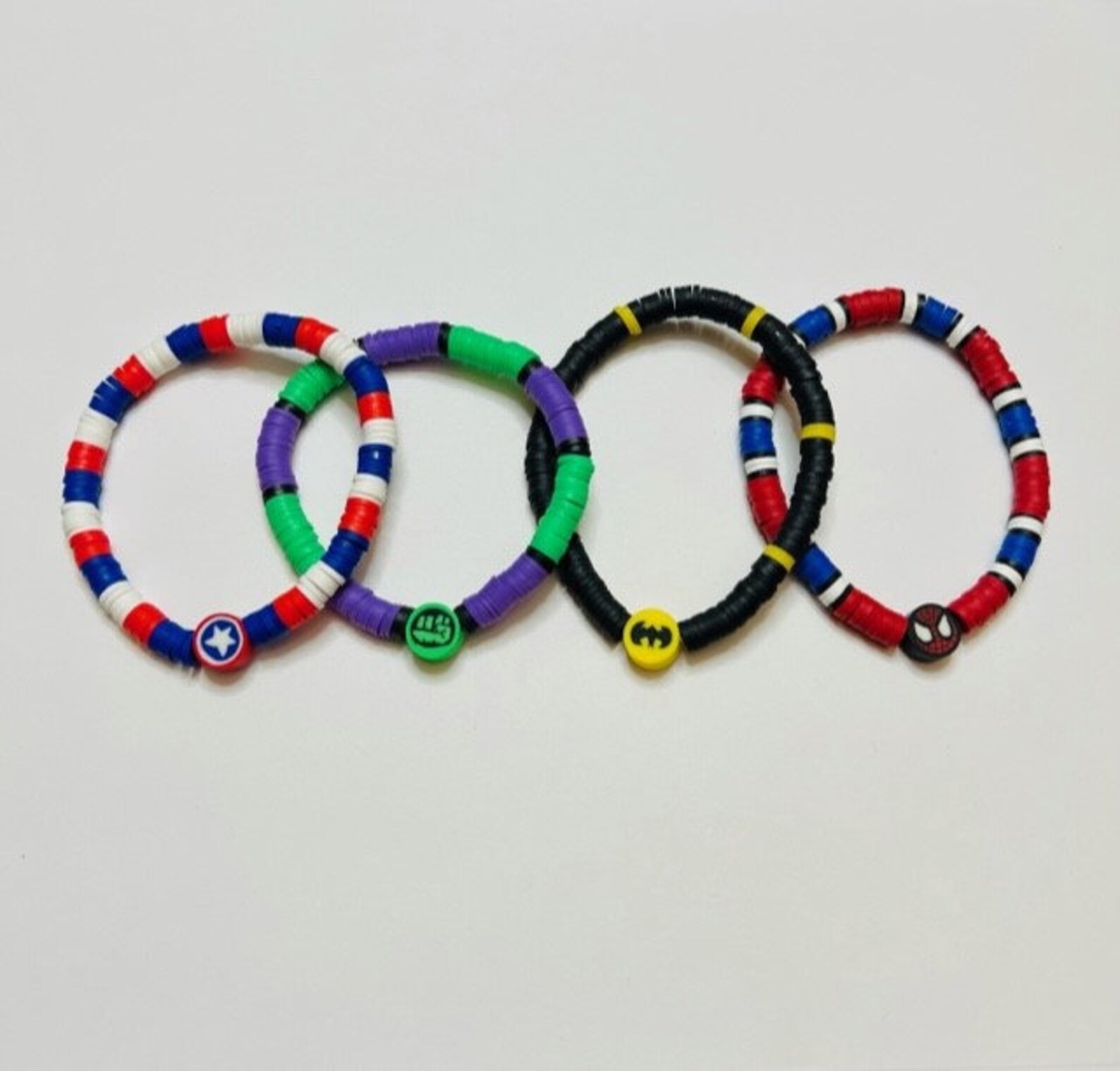Captain America Disc Bead Bracelet, Superhero Bracelet, Marvel, Comic ...