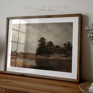 October Marshes Painting | Vintage Moody Cottagecore Dark Fall ...