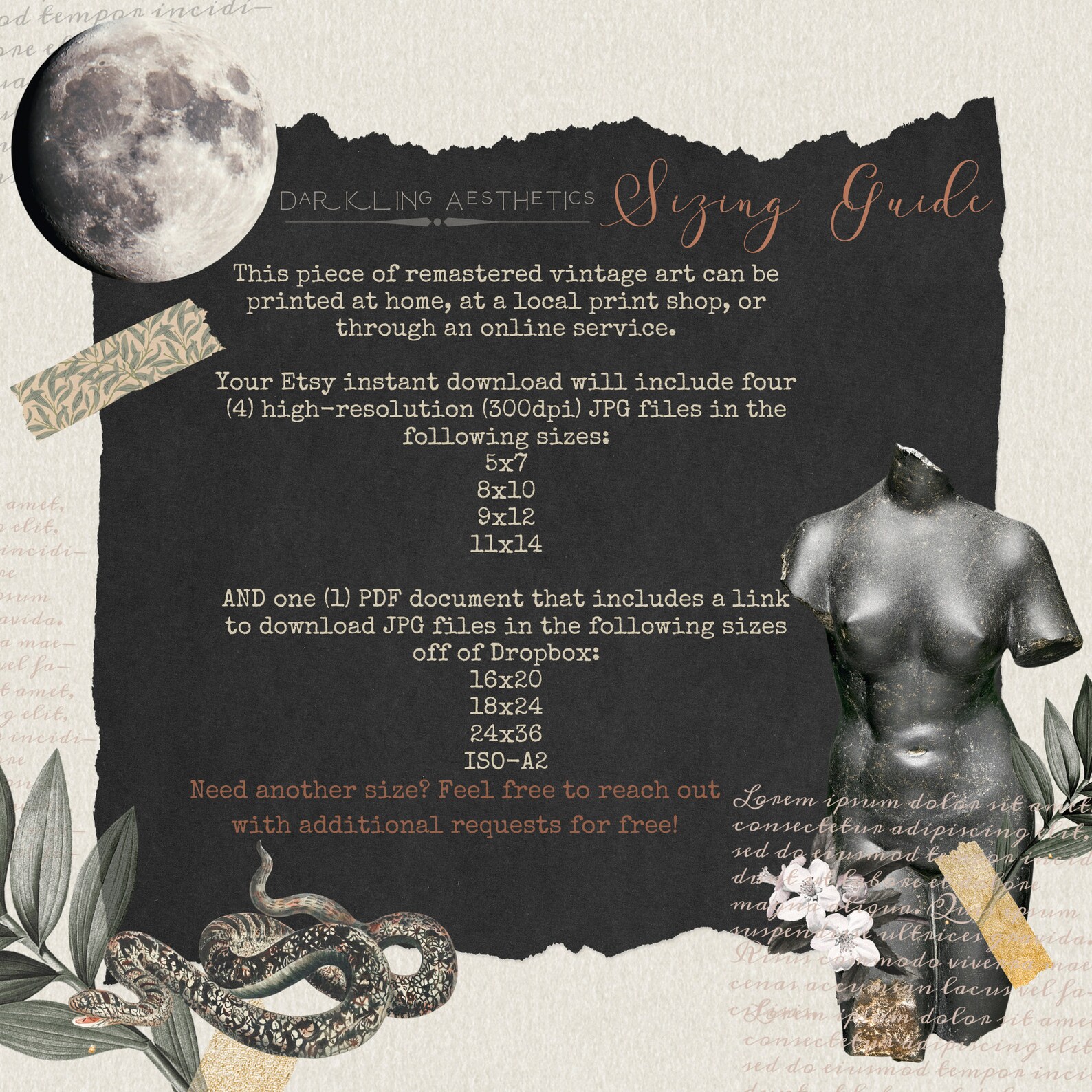 Starlight Print | Vintage Moody Celestial Dark Night Sky Landscape ...