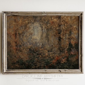 Autumn Tangle Painting | Vintage Moody Cottagecore Dark Fall Landscape ...