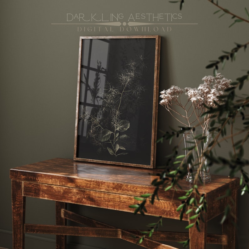 Dark Botanical Print 01 Vintage Moody Victorian Floral - Etsy