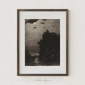 Vintage Moonlit Castle Print Moody Dark Victorian Halloween - Etsy