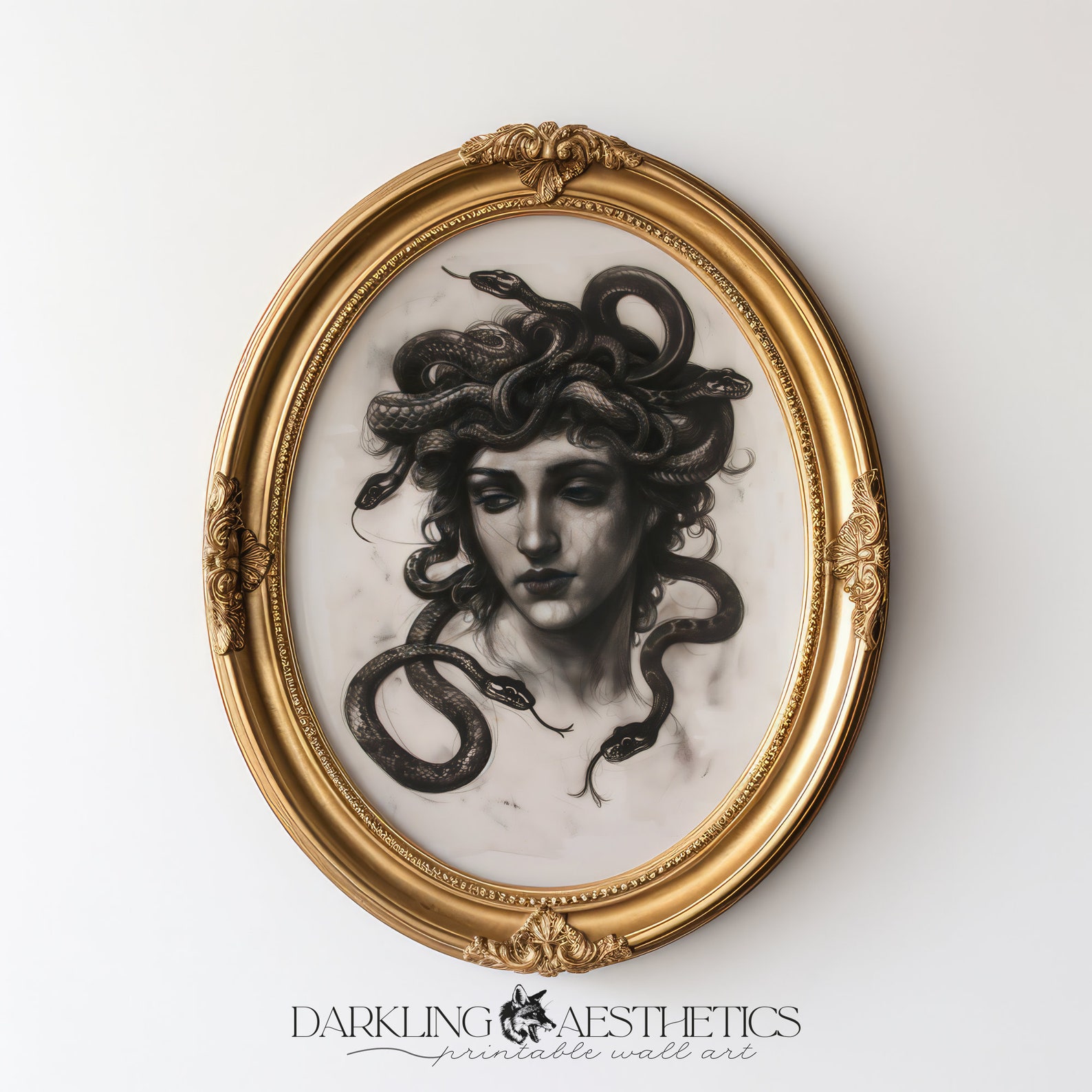 Medusa Portrait Print | Vintage Gorgon Greek Mythology Gothic Decor ...