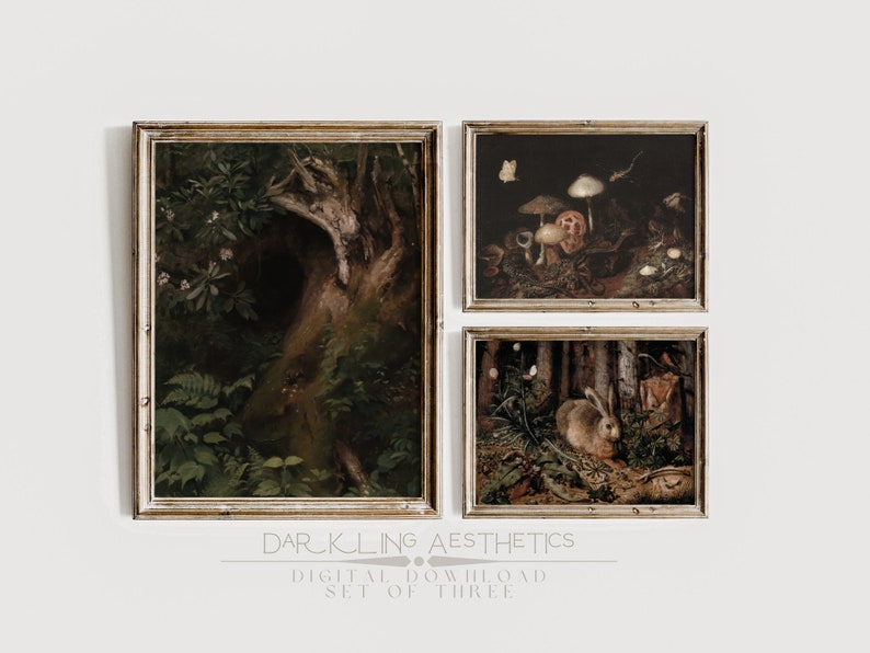 Set of 8 Dark Cottagecore Prints | Vintage Moody Dark Forest Academia ...