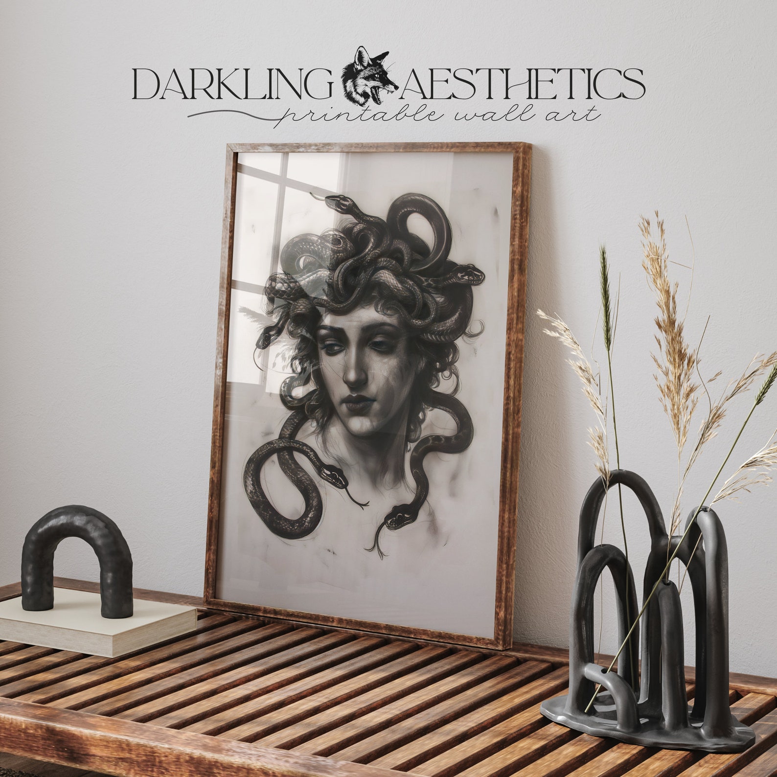 Medusa Portrait Print | Vintage Gorgon Greek Mythology Gothic Decor ...
