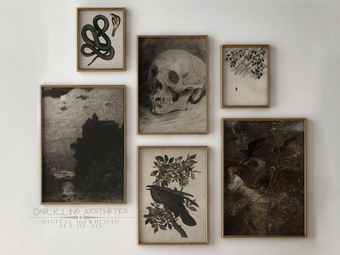 Set of 6 Dark Academia Prints Vintage Moody Victorian Gothic Printable ...