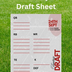 Canva Template Digital Fantasy Draft Sheet Editable - Etsy