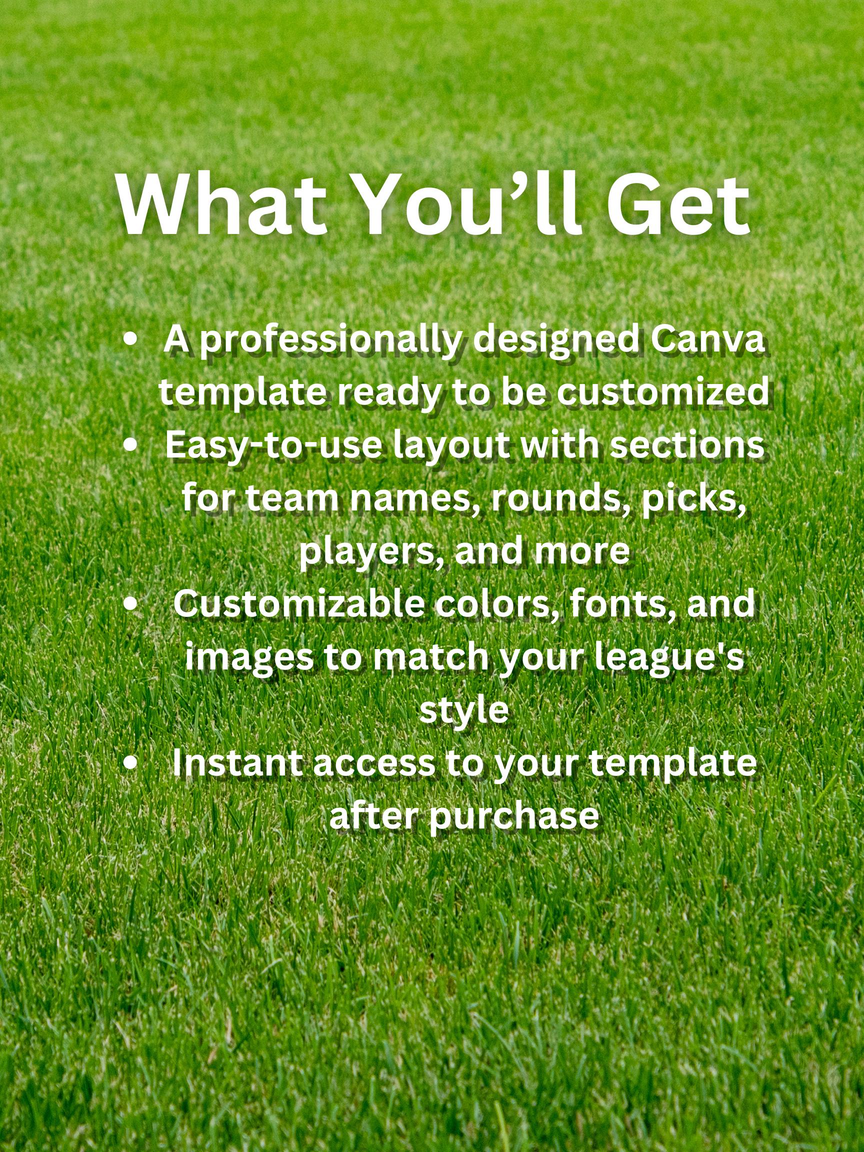 Canva Template Digital Fantasy Draft Sheet Editable - Etsy