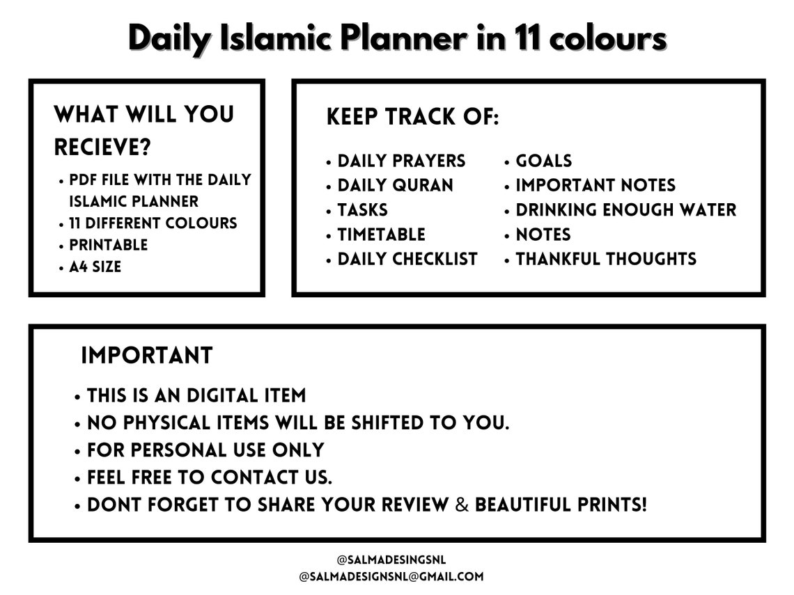 Muslim Islamic Undated Daily Planner, Productivity Muslim Planner ...