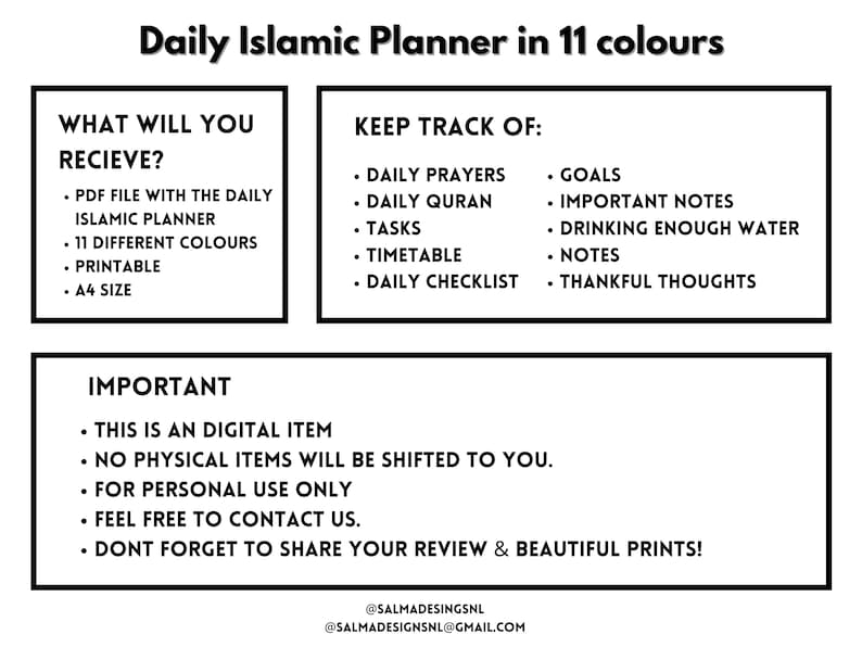 Muslim Islamic Undated Daily Planner, Productivity Muslim Planner ...
