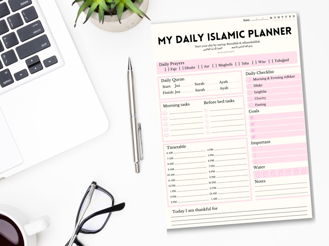 Muslim Islamic Undated Daily Planner, Productivity Muslim Planner ...
