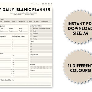 Muslim Islamic Undated Daily Planner, Productivity Muslim Planner ...