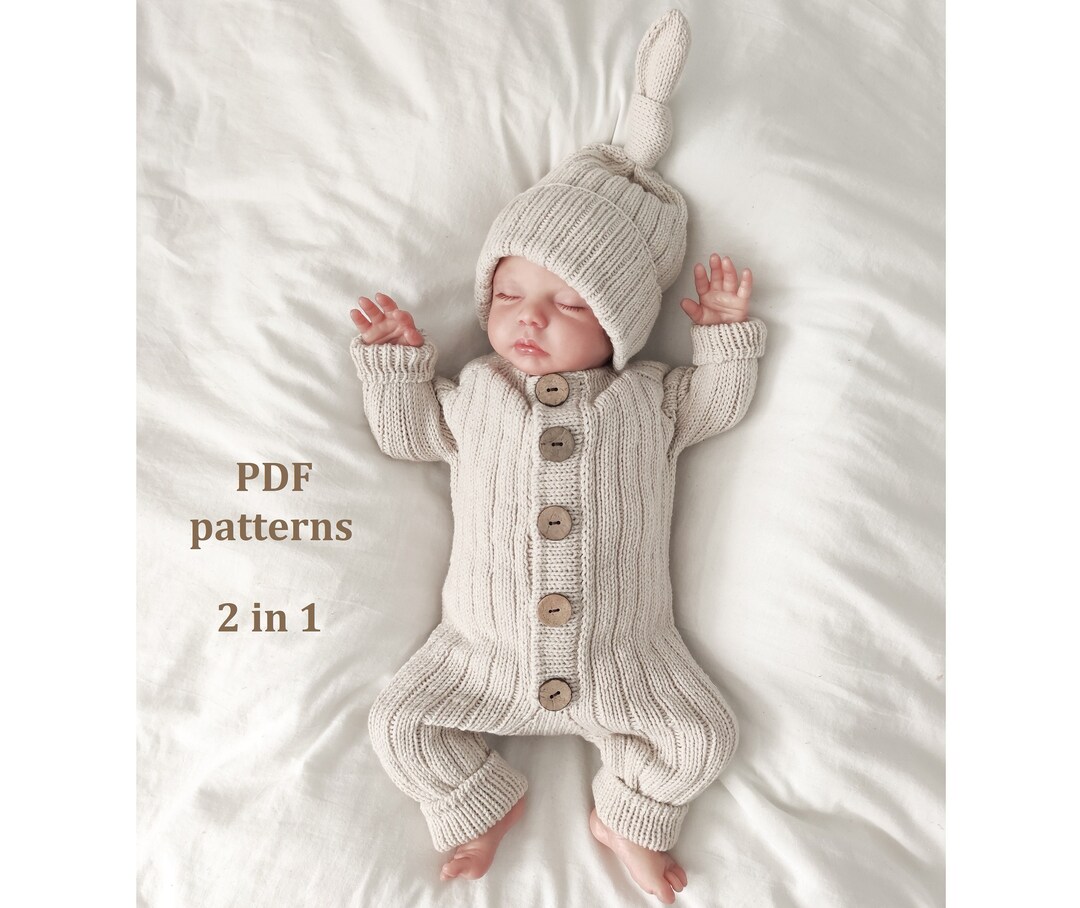 2 in 1, Knitting Patterns Set, Knit Pattern Baby Romper, Knit Pattern ...