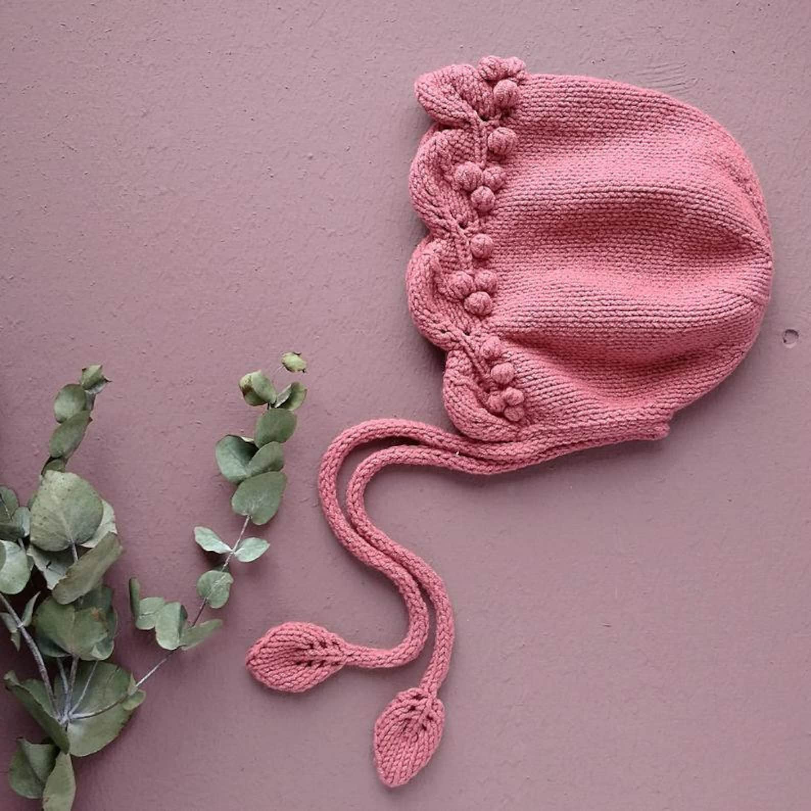 Knitting Pattern Baby Bonnet, Popcorn Baby Bonnet, Bobble Bonnet, Elf ...