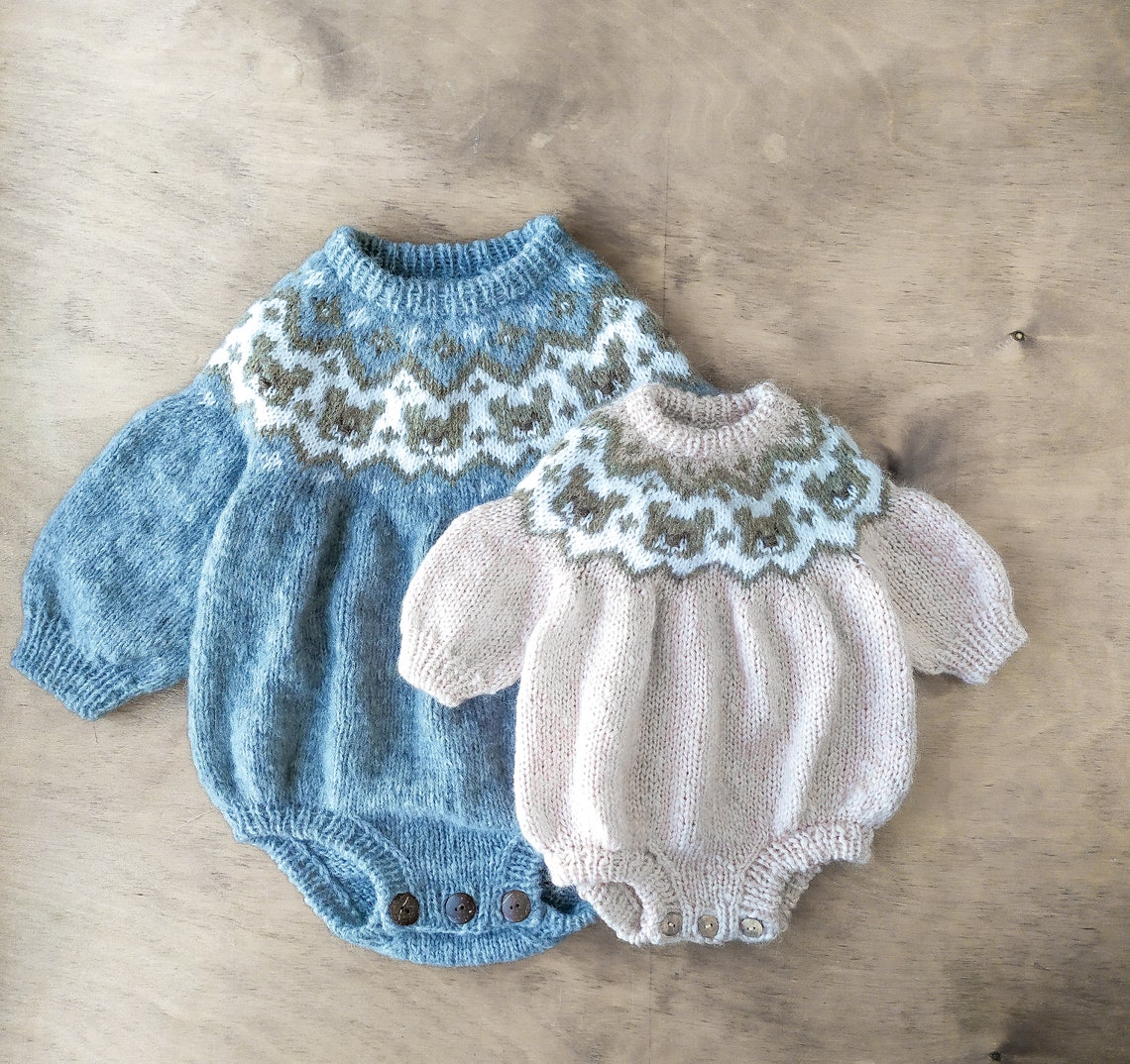 Baby Romper Knitting Pattern, PDF Pattern, Lopapeysa Pattern, Icelandic ...