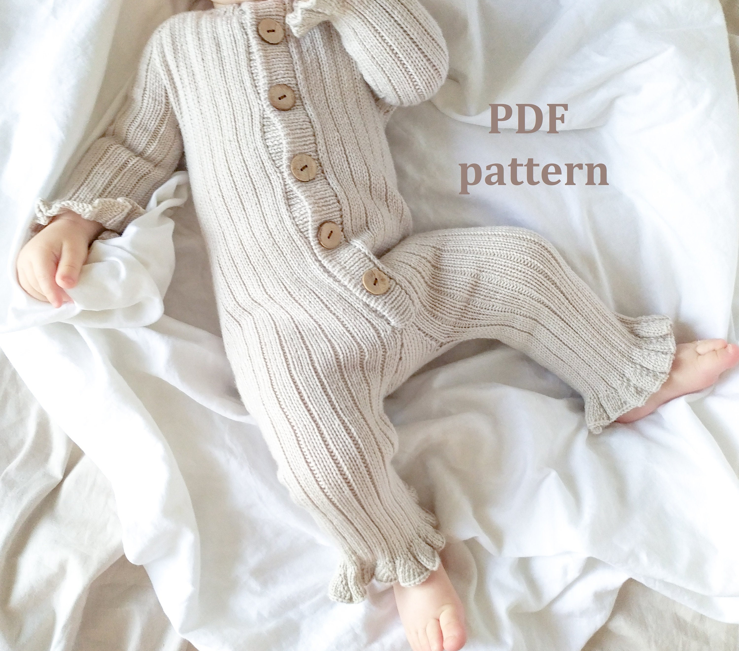 Knitting Pattern Baby Romper, Ruffle Romper, Pattern Jumpsuit, Knitted ...