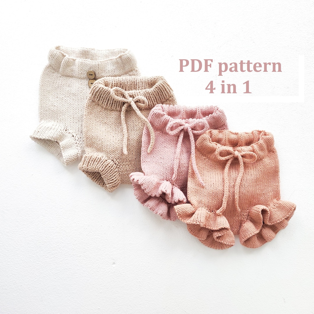 Knitting Pattern Baby Bloomers, Knitting Patterns Set, 4 in 1, Step by ...