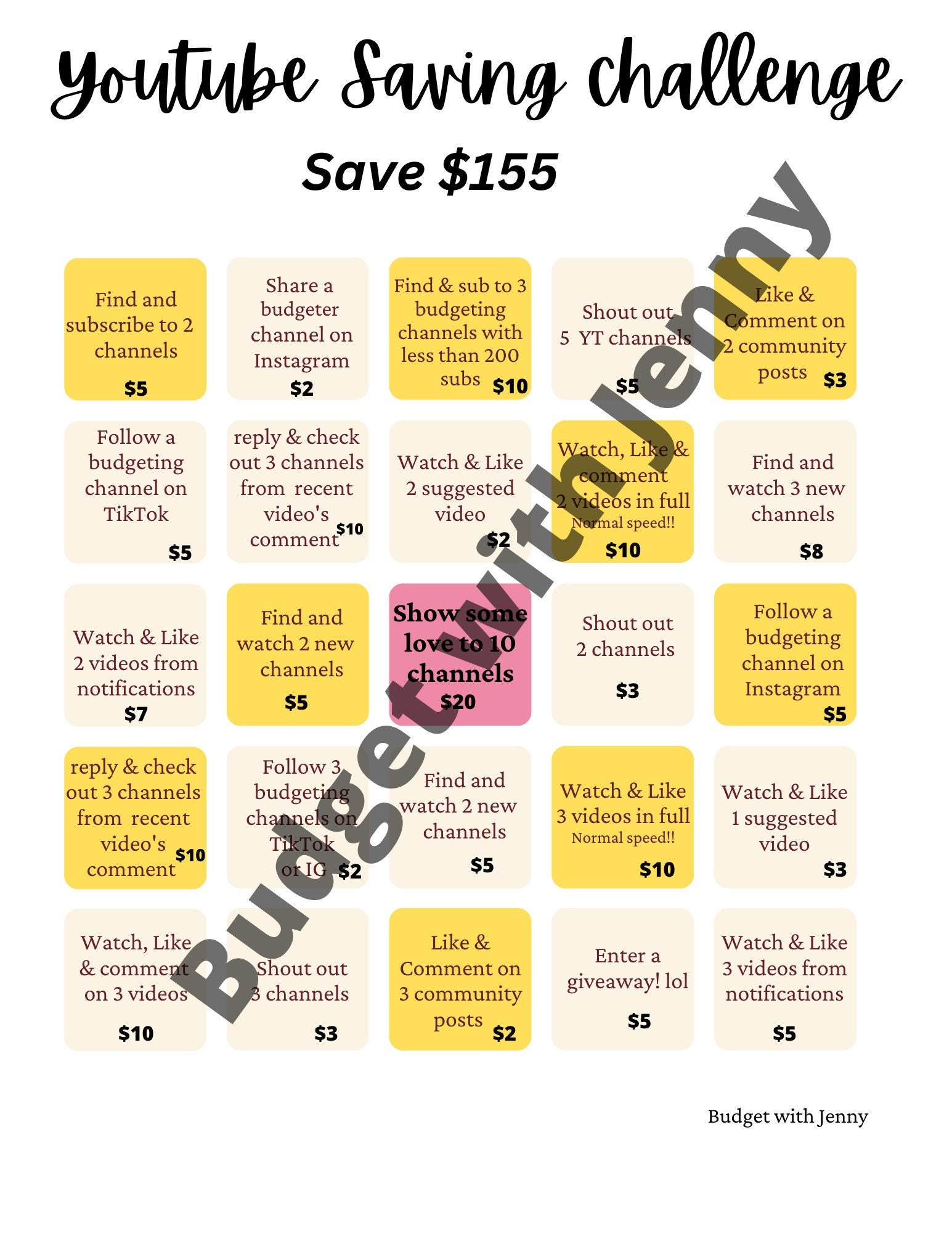 SAVINGS CHALLENGE | Saving Tracker Pdf | Complete Youtube Tasks and ...