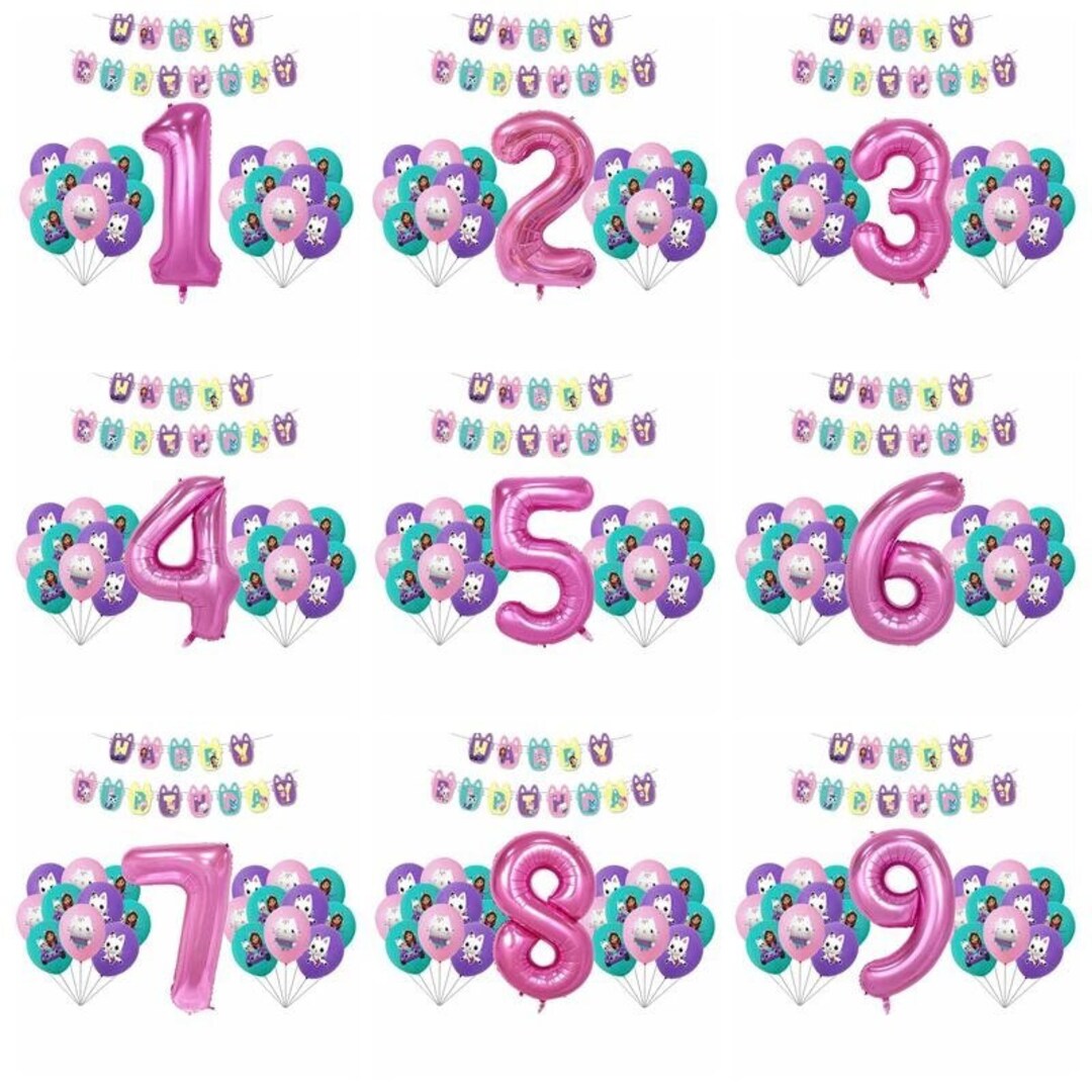 14PCS GABBYS Doll Numbers Balloons Banner Party Decorations. - Etsy