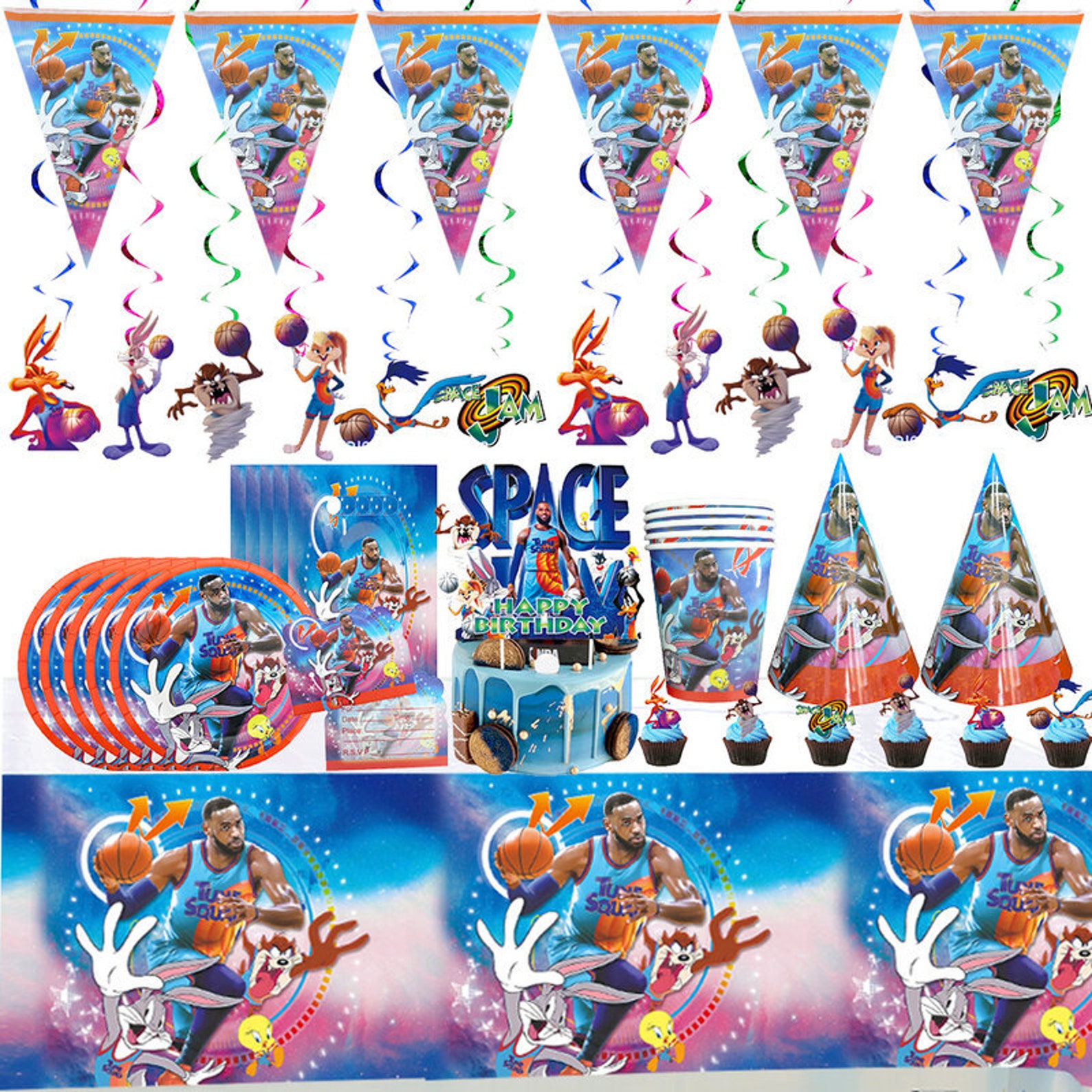SPACE JAM Party Supplies Decoration, Plates, Cups Napkins Party ...