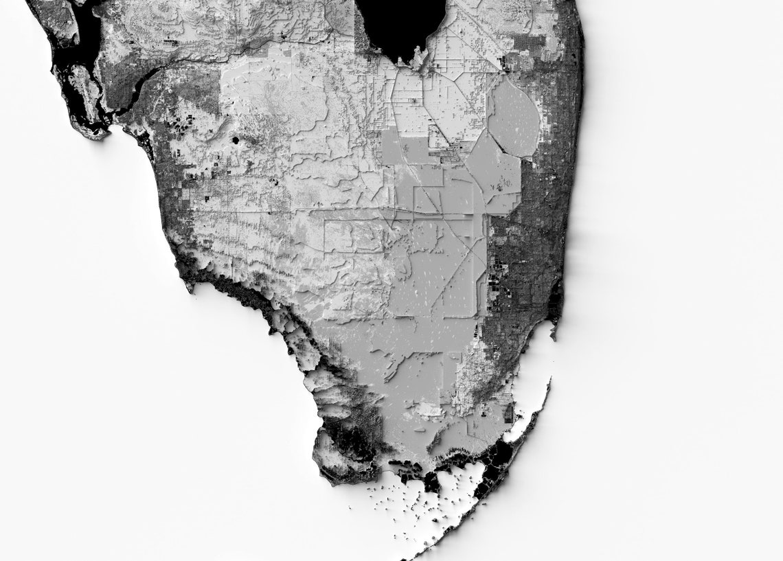 Florida Relief Map Print: Modern Topographic Wall Art - Etsy