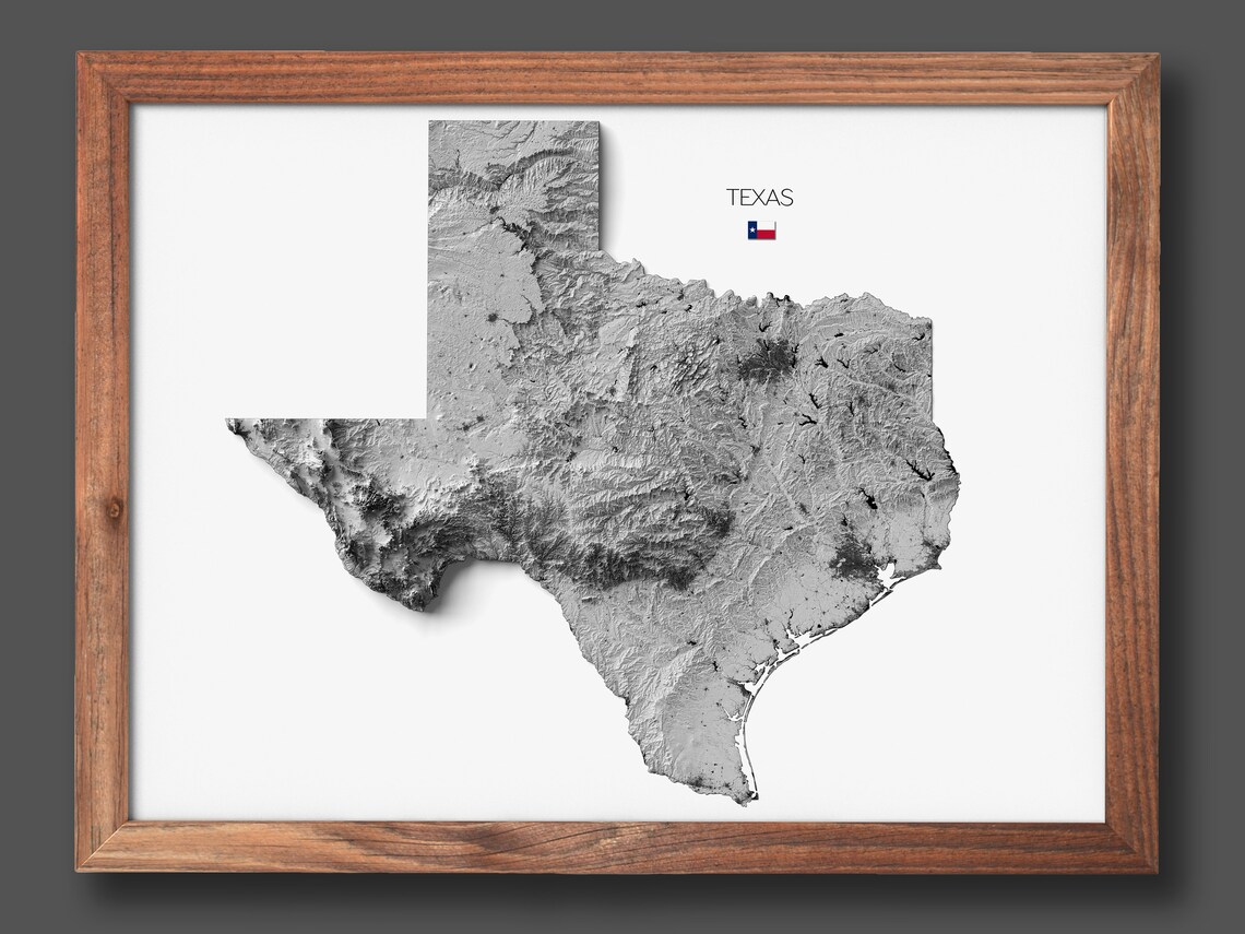 Texas Relief Map Housewarming Gift Minimalist Decor | Etsy