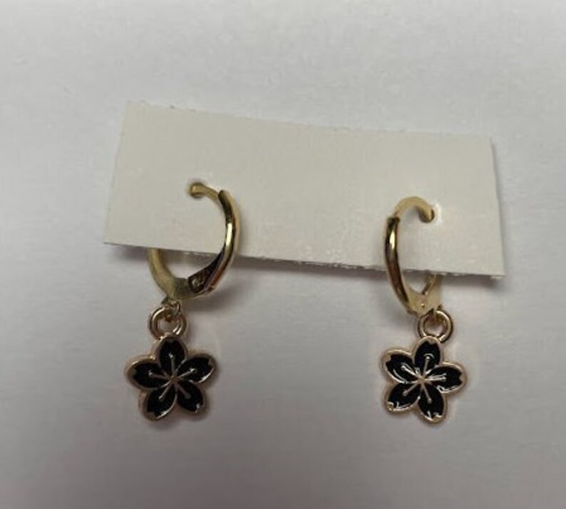 Hibiscus Flower Preppy Gold-plated Huggie Earrings - Etsy