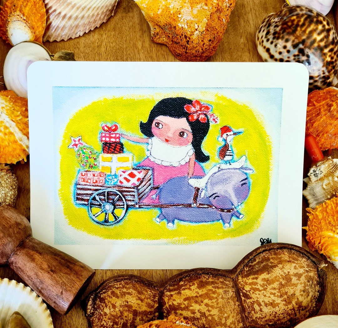 Art Print the Christmas Carabao Cart Delivery - Etsy