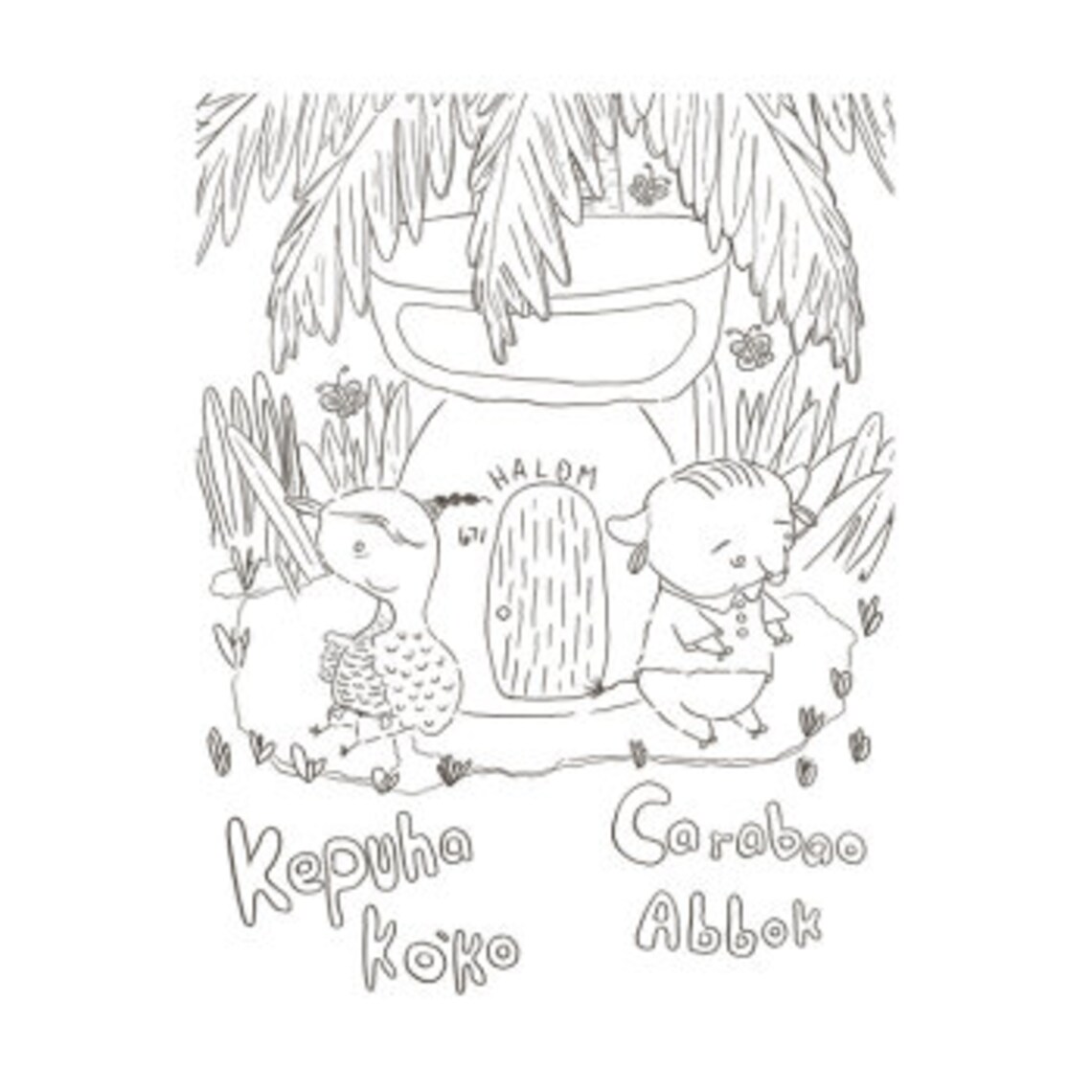 Printable Coloring Page Storybook Theme Little Kepuha Ko'ko & Carabao ...