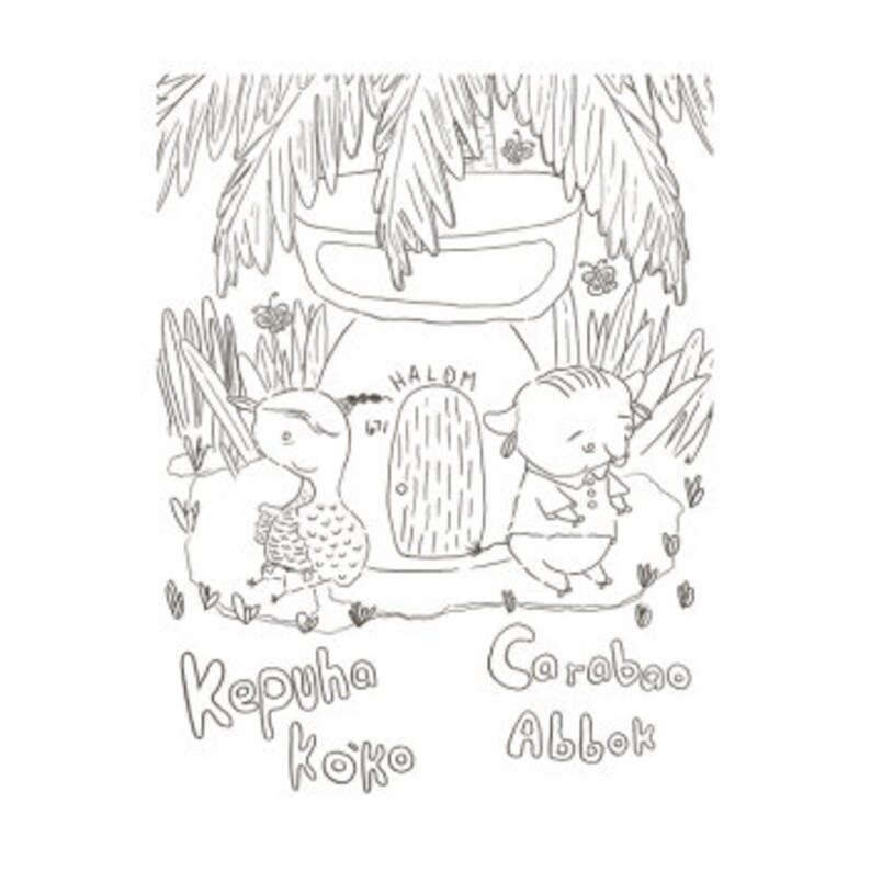 Printable Coloring Page Storybook Theme Little Kepuha Ko'ko & Carabao ...