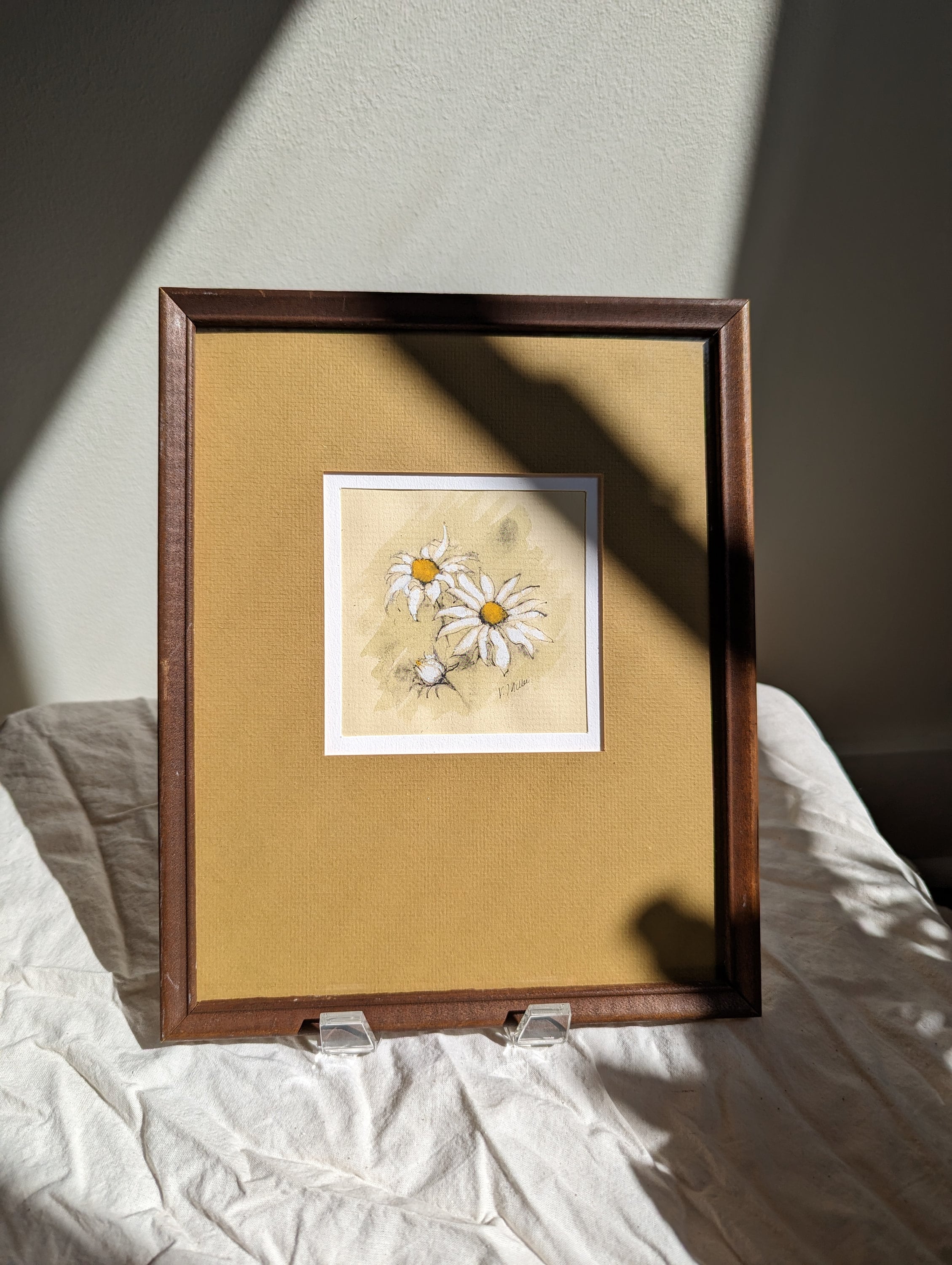 Virginia Miller Vintage Framed Hand Painted White Flowers - Etsy