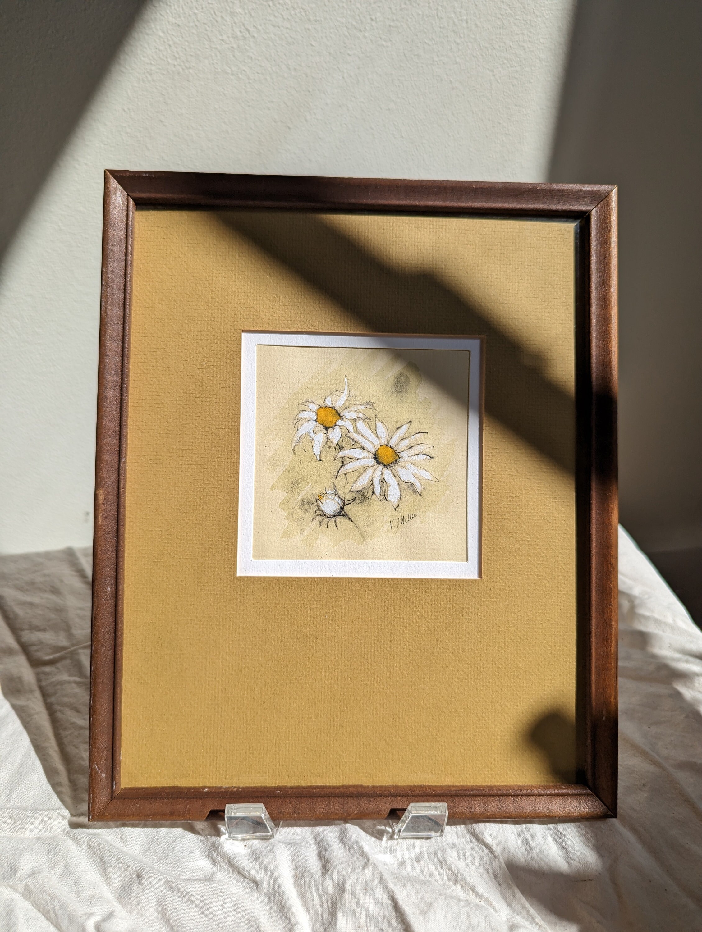 Virginia Miller Vintage Framed Hand Painted White Flowers - Etsy