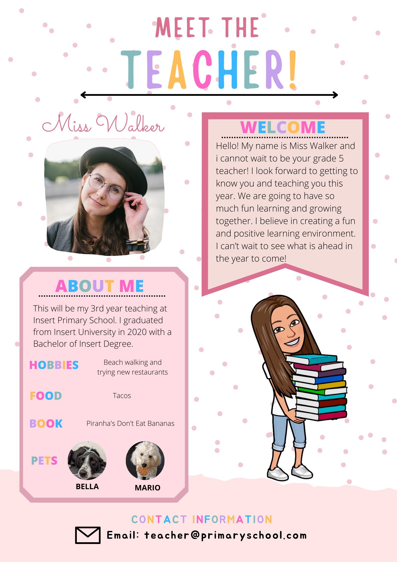 MEET THE TEACHER Template Editable Rainbow Pink - Etsy