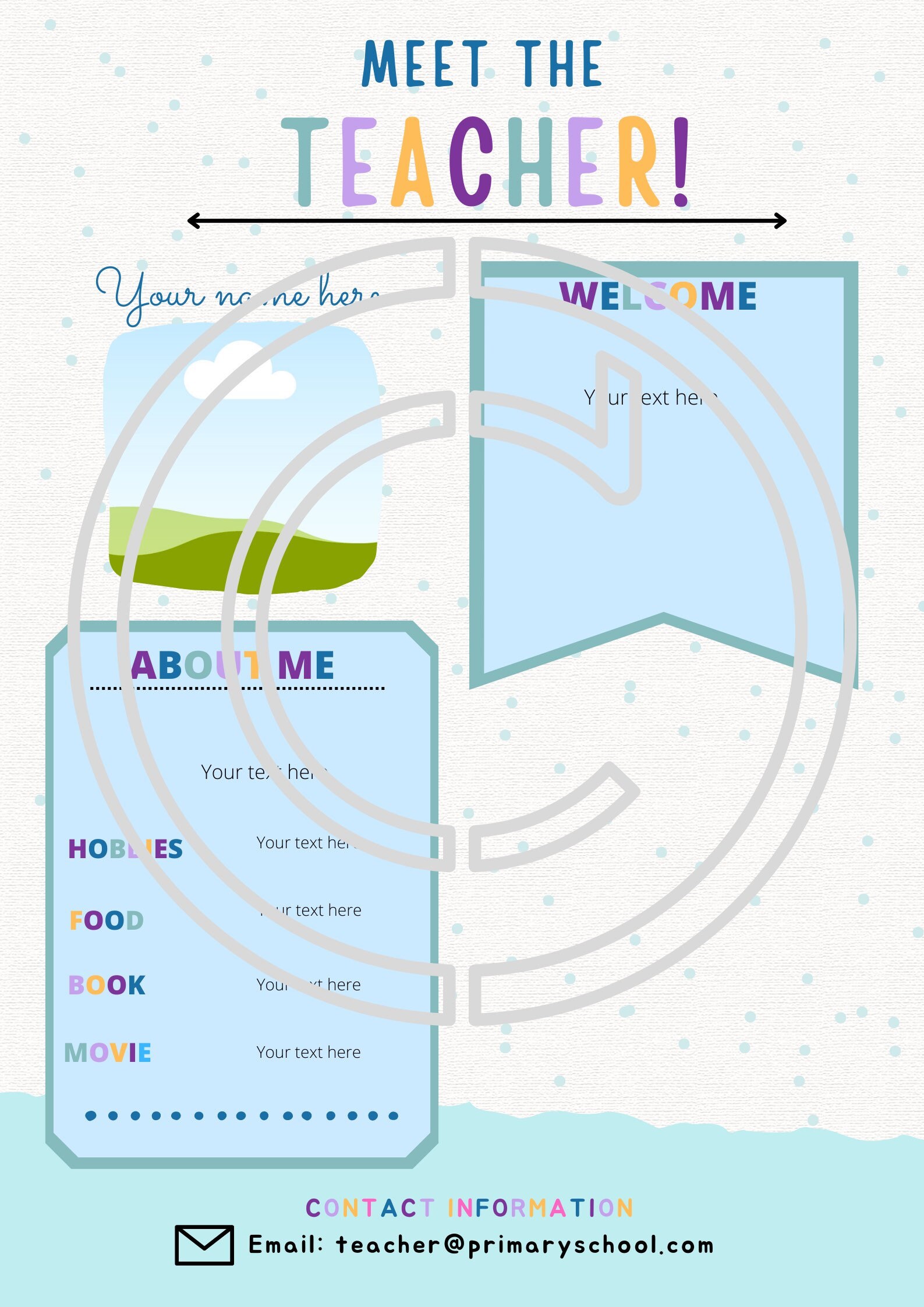 MEET THE TEACHER Template Editable Teal Aqua Turquoise Green - Etsy