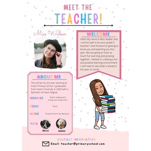 MEET THE TEACHER Template Editable Rainbow Pink - Etsy