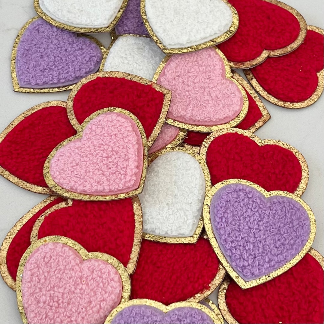 Chenille Heart Patch | Self Adhesive Varsity Letter | DIY Dupe | Cosmetic Bag | Nylon Pouch ...